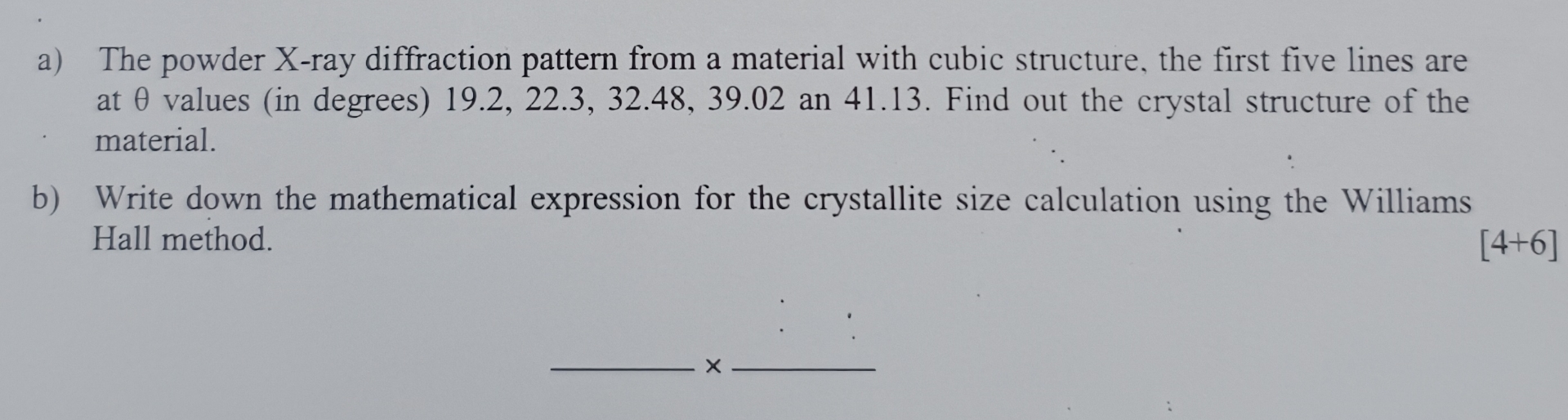 Solved a) ﻿The powder x-ray diffraction pattern from a | Chegg.com