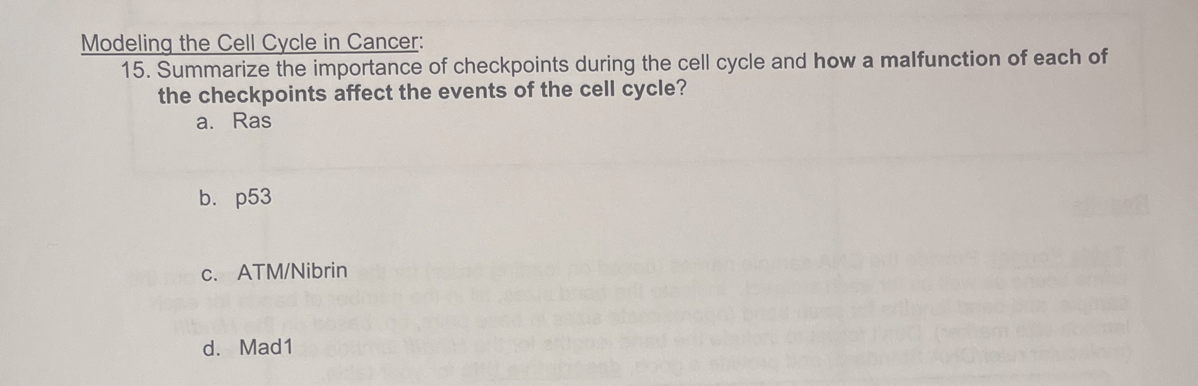 Solved Modeling the Cell Cycle in Cancer:15. ﻿Summarize the | Chegg.com