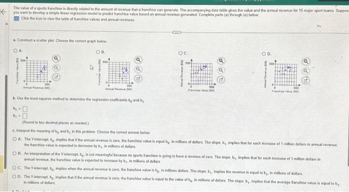 Solved a. Construct a scatter plot Choose the conect graph | Chegg.com