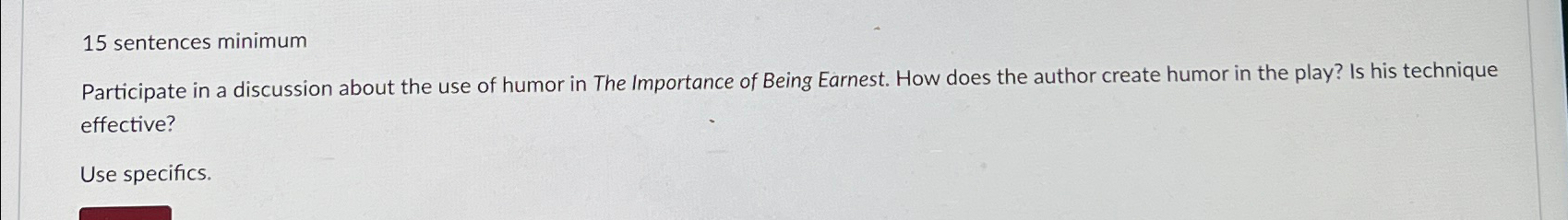 Solved 15 ﻿sentences minimumParticipate in a discussion | Chegg.com