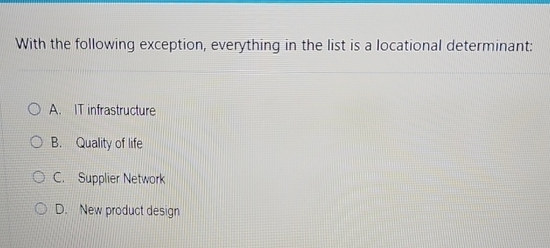 Solved With the following exception, everything in the list | Chegg.com