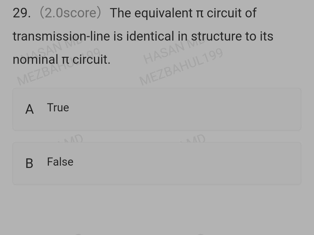 Solved 29. (2.0score) The equivalent π circuit of | Chegg.com