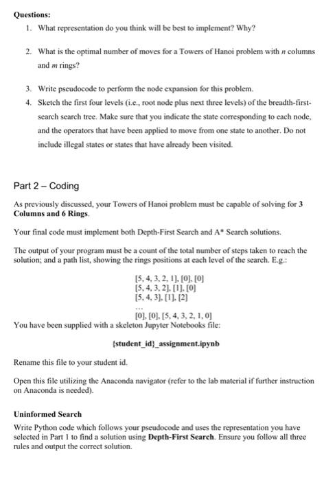 Solved For this assignment, we will consider a Towers of | Chegg.com