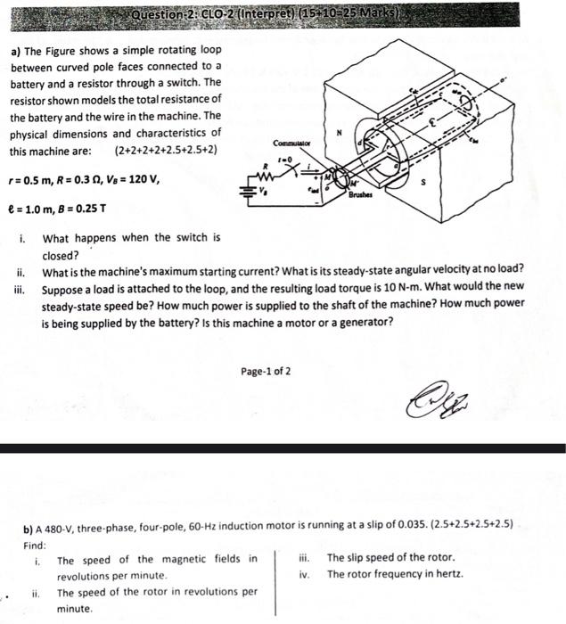 Solved a) The Figure shows a simple rotating loop between | Chegg.com
