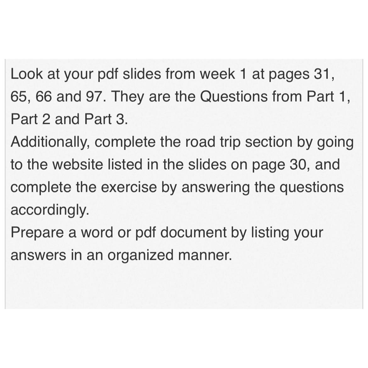 Solved Look at your pdf slides from week 1 ﻿at pages | Chegg.com