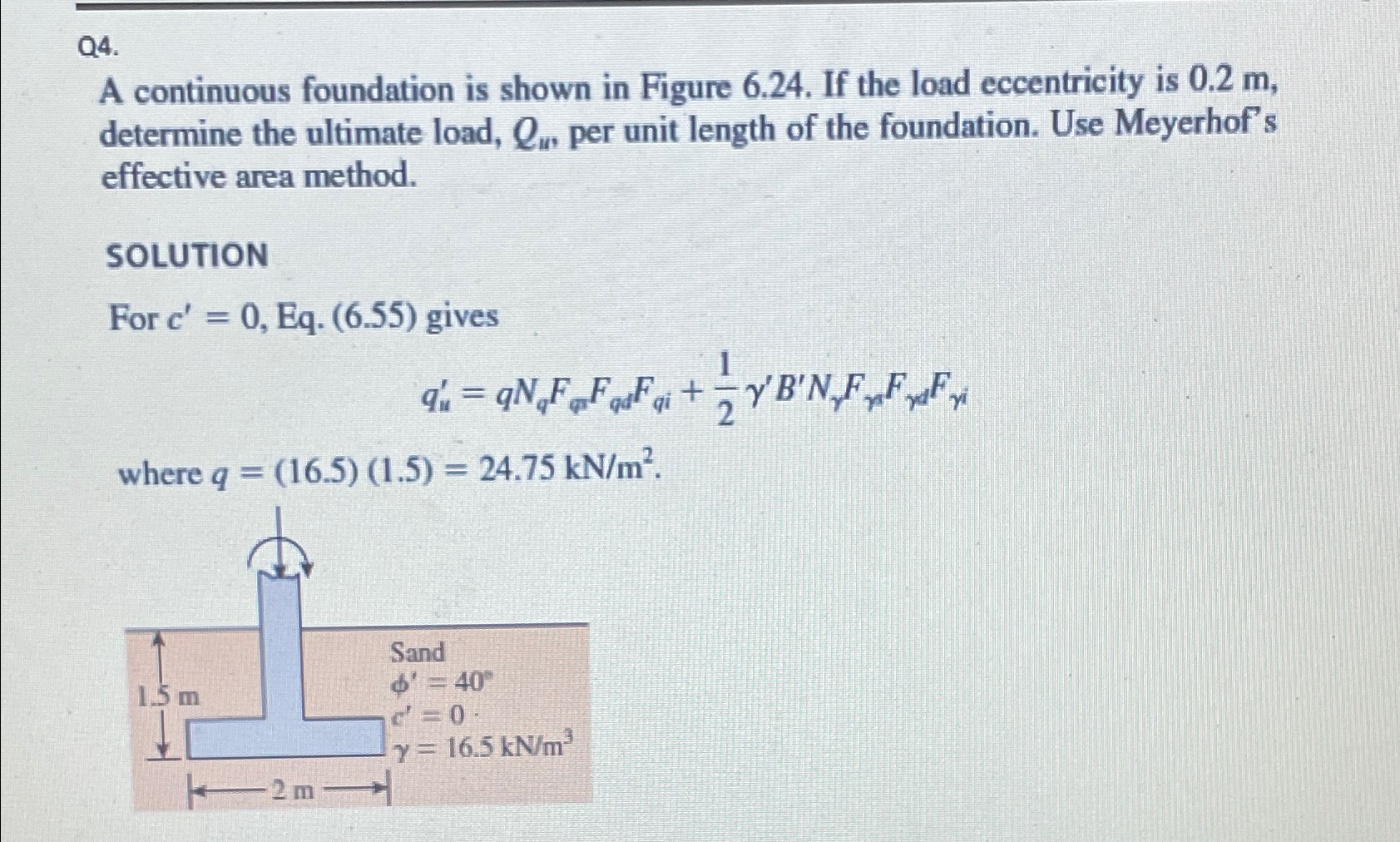 Solved Q4.A continuous foundation is shown in Figure 6.24. | Chegg.com