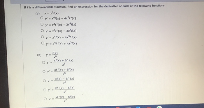 Solved If f is a differentiable function, find an expression | Chegg.com