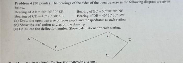 Solved Problem 4 ( 20 points). The bearings of the sides of | Chegg.com