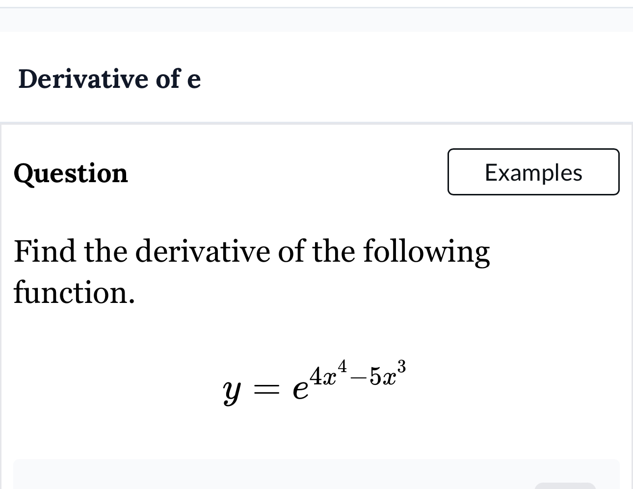 Solved Derivative of eQuestionFind the derivative of the | Chegg.com