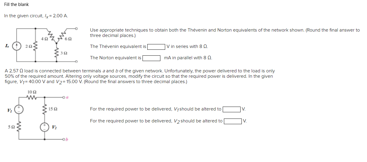 Solved Fill the blankIn the given circuit, Ix=2.00A.Use | Chegg.com