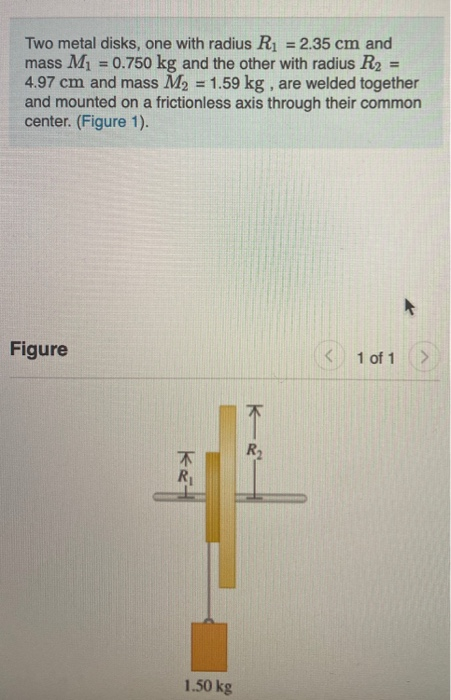 Solved Two metal disks, one with radius R1 = 2.35 cm and | Chegg.com