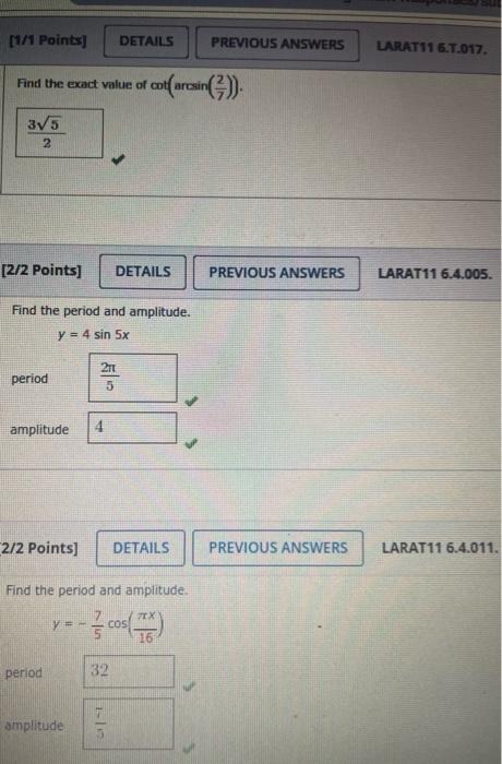 Solved Find The Exact Value Of Cot Arcsin 72 [2 2