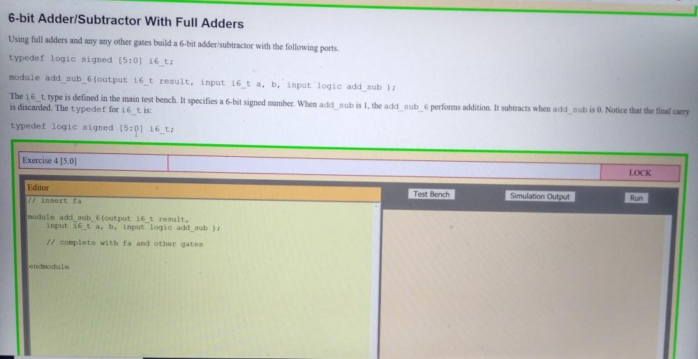 6-bit Adder/Subtractor With Full Adders Using full | Chegg.com