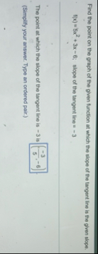 Solved Find the point on the graph of the given function at | Chegg.com