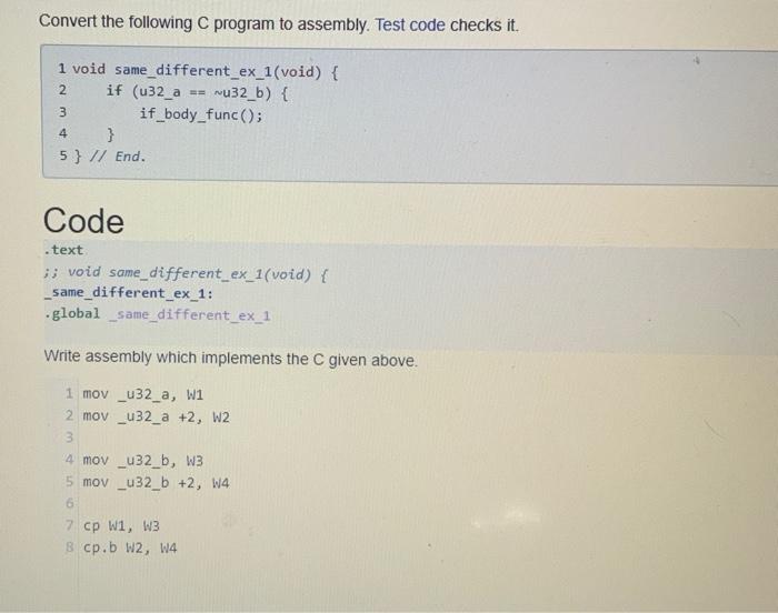 Convert the following C program to assembly. Test | Chegg.com