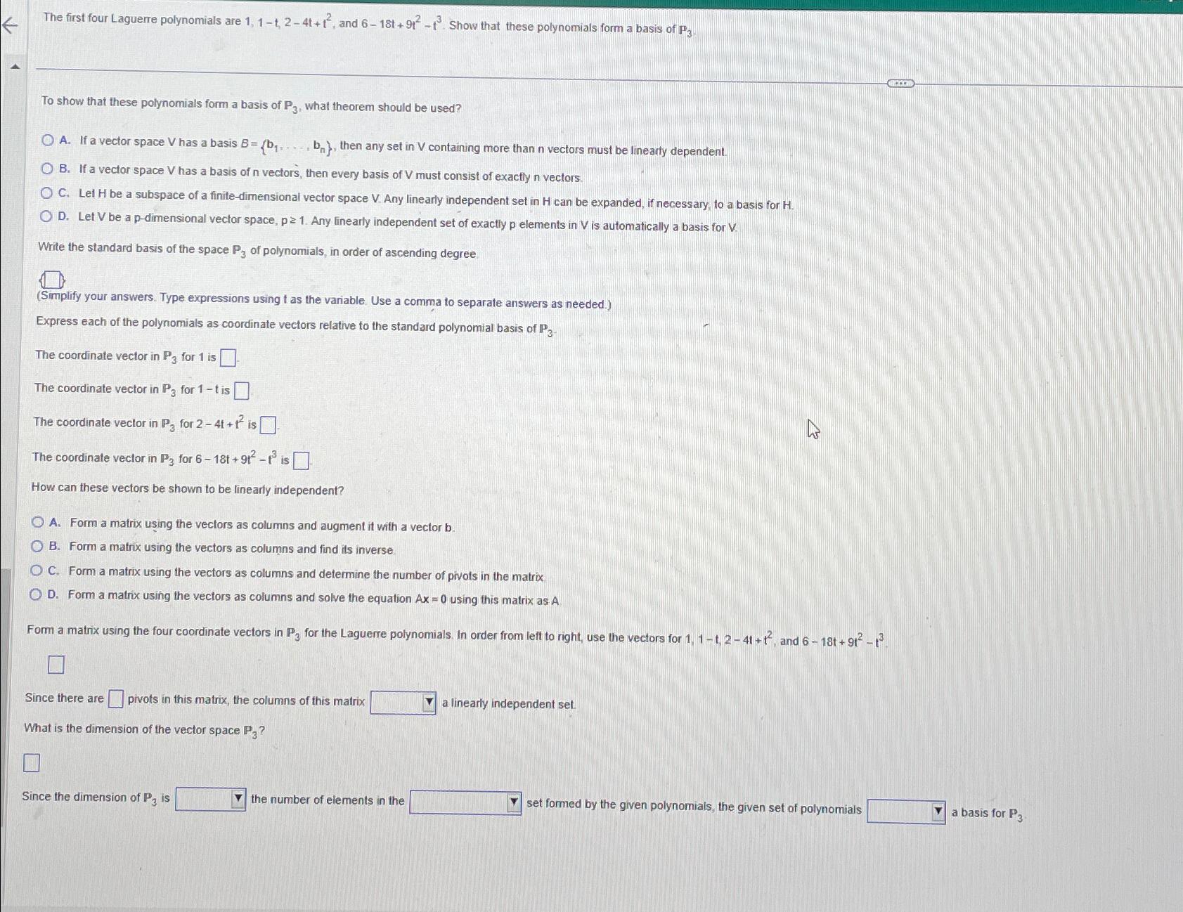 Solved The first four Laguerre polynomials are | Chegg.com