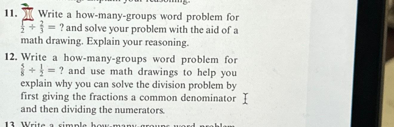 Solved या ﻿Write a how-many-groups word problem for 12÷23= ? | Chegg.com