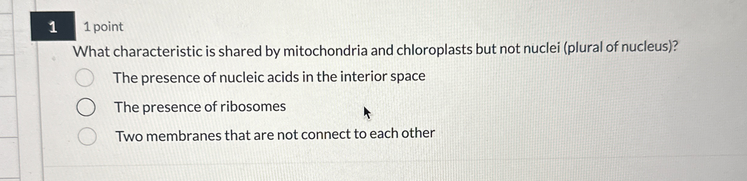 Solved 1 1 ﻿pointWhat characteristic is shared by | Chegg.com