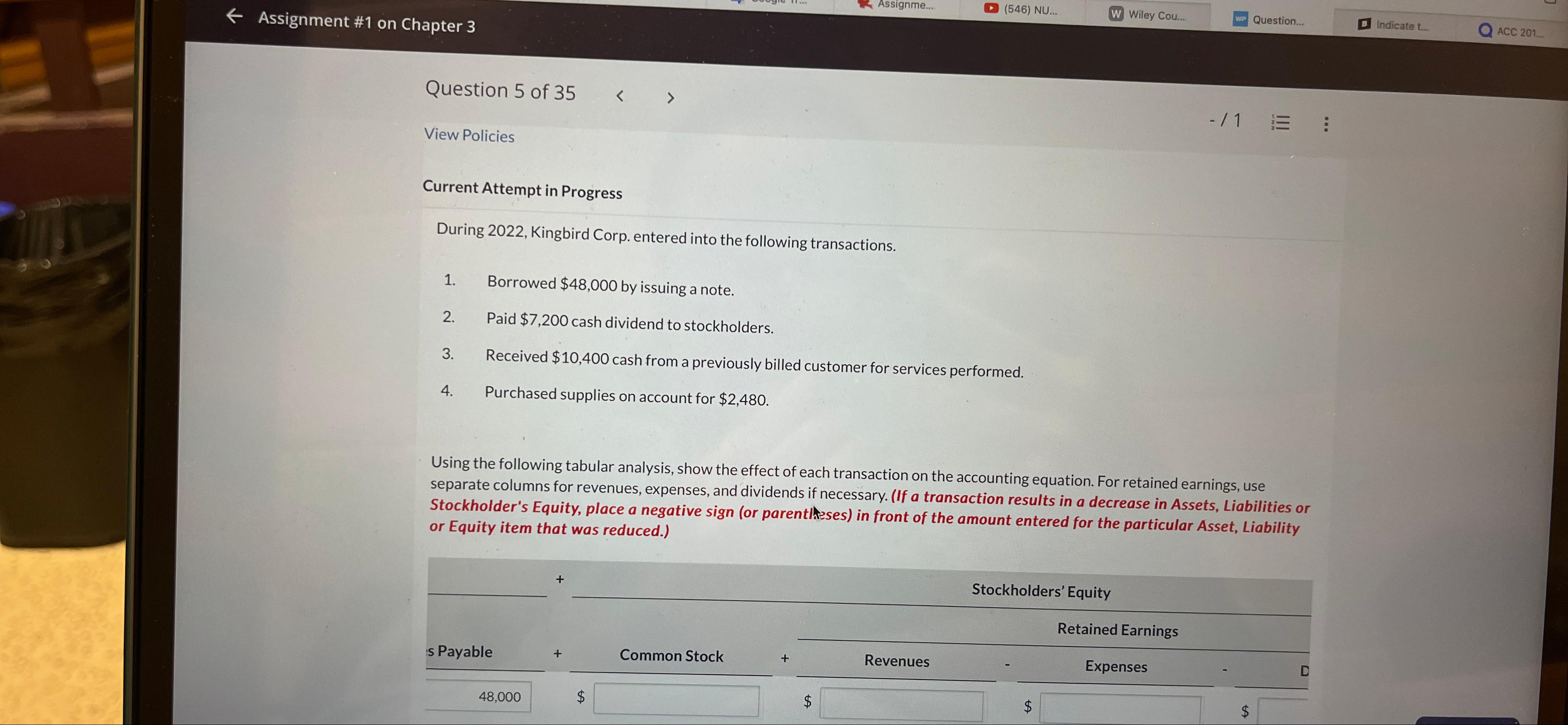 Solved Assignment #1 ﻿on Chapter 3Question 5 ﻿of 35View | Chegg.com