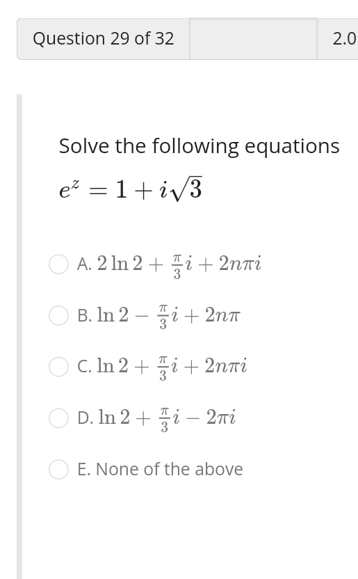 Solved Compute log(1−i) A. 2−iln2+4π B. 21ln2+4π C. | Chegg.com
