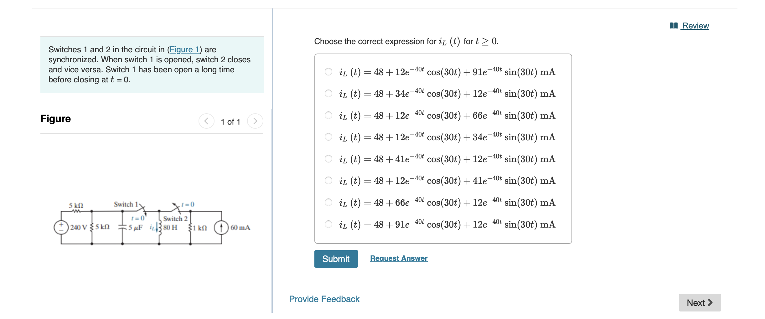 Solved Switches 1 ﻿and 2 ﻿in the circuit in (Figure 1) | Chegg.com