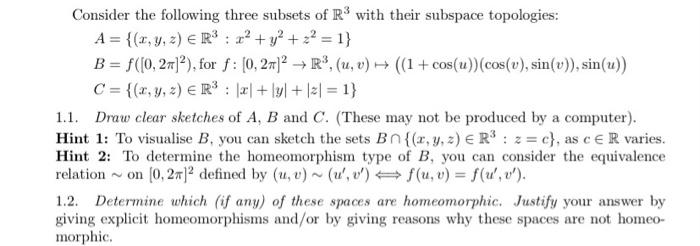 Solved Consider the following three subsets of R3 with their | Chegg.com