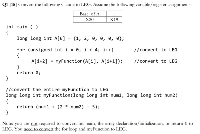 Solved converting C code to MIPS arm instructions | Chegg.com