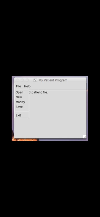 GUI Development. Implement a patient management | Chegg.com