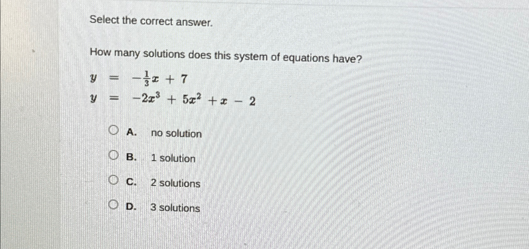 Solved Select the correct answer.How many solutions does | Chegg.com