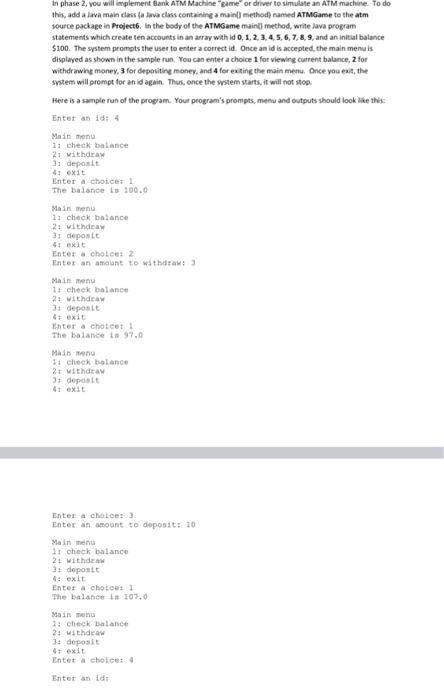 Solved in phase 2, you will implement Bank ATM Machise | Chegg.com