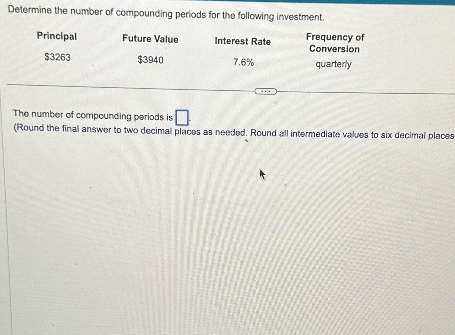 Solved Determine the number of compounding periods for the | Chegg.com