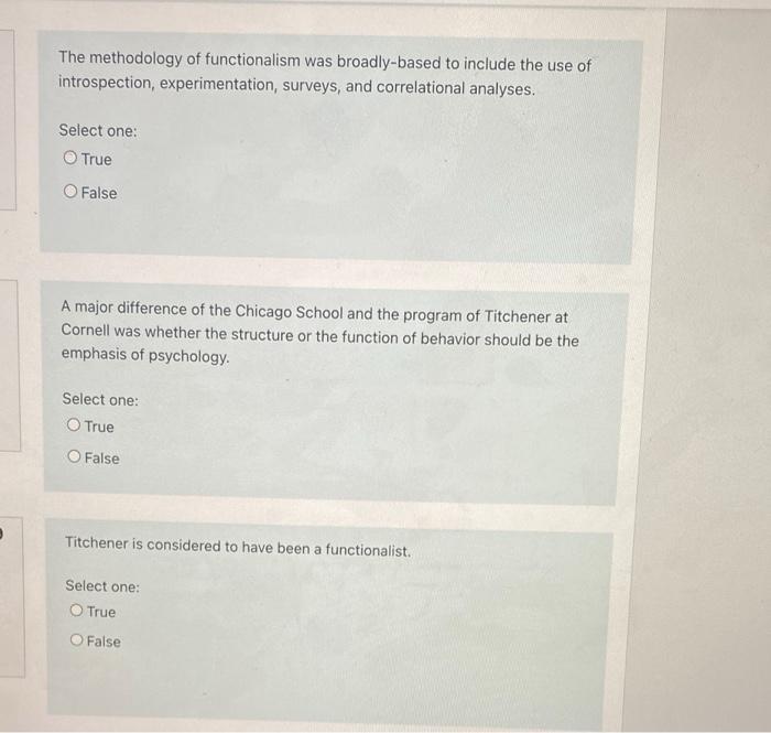 Solved The methodology of functionalism was broadly-based to | Chegg.com
