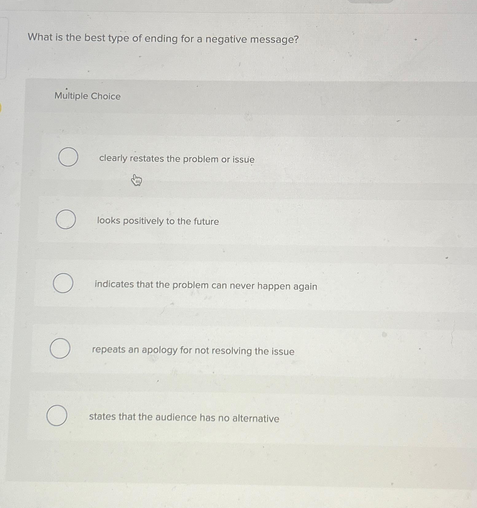 Solved What is the best type of ending for a negative | Chegg.com