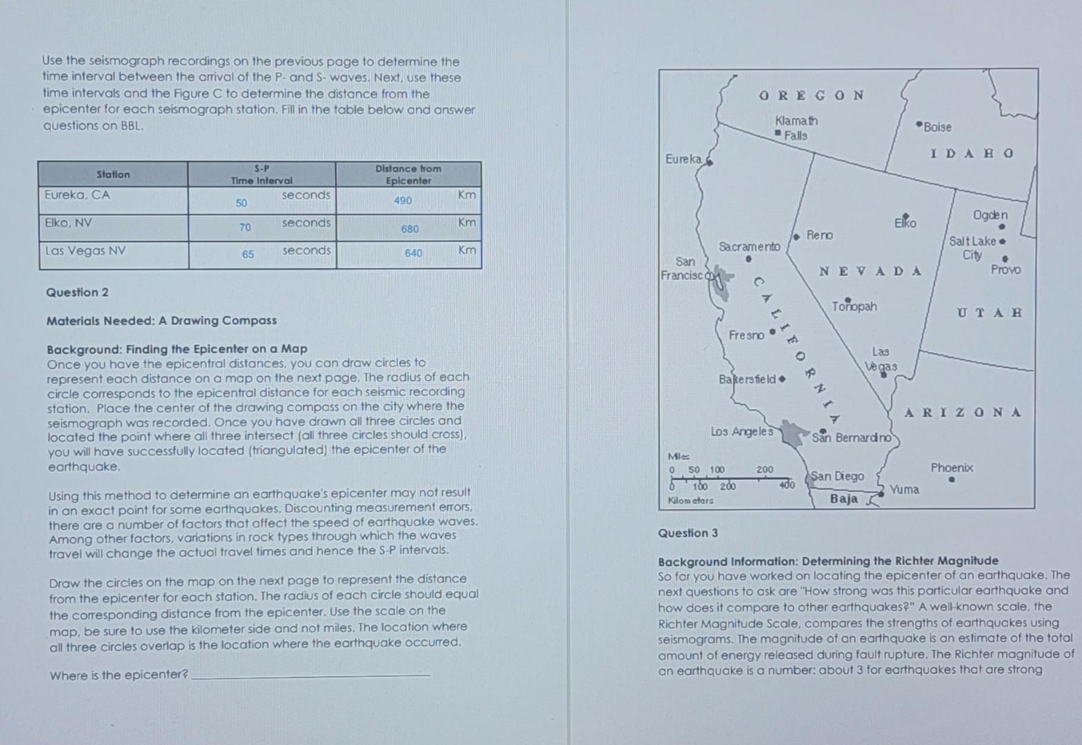 Solved Where is the epicenter? And how do I draw the circles | Chegg.com