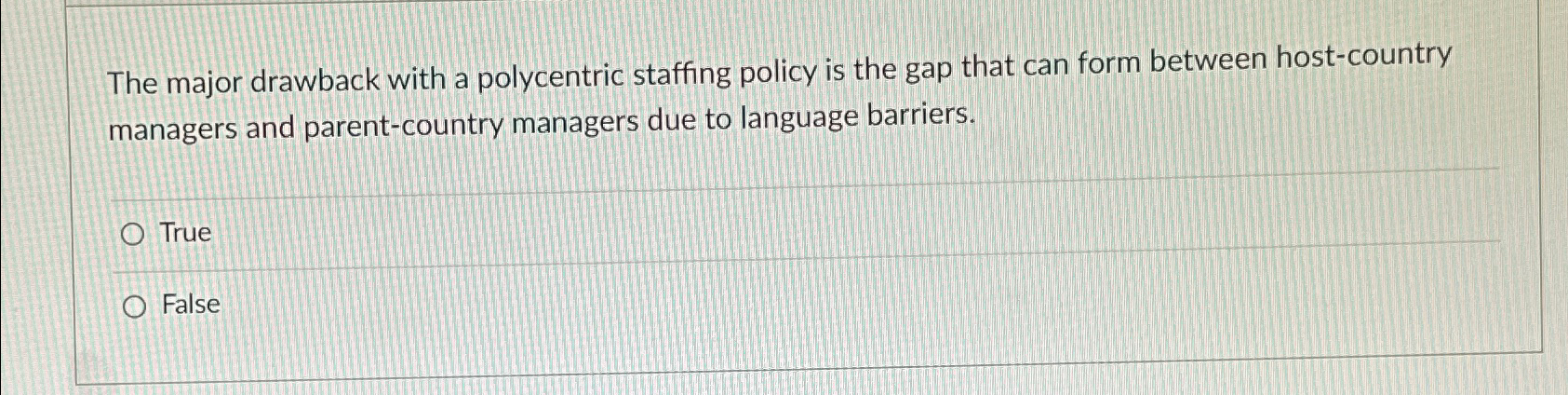 Solved The major drawback with a polycentric staffing policy | Chegg.com