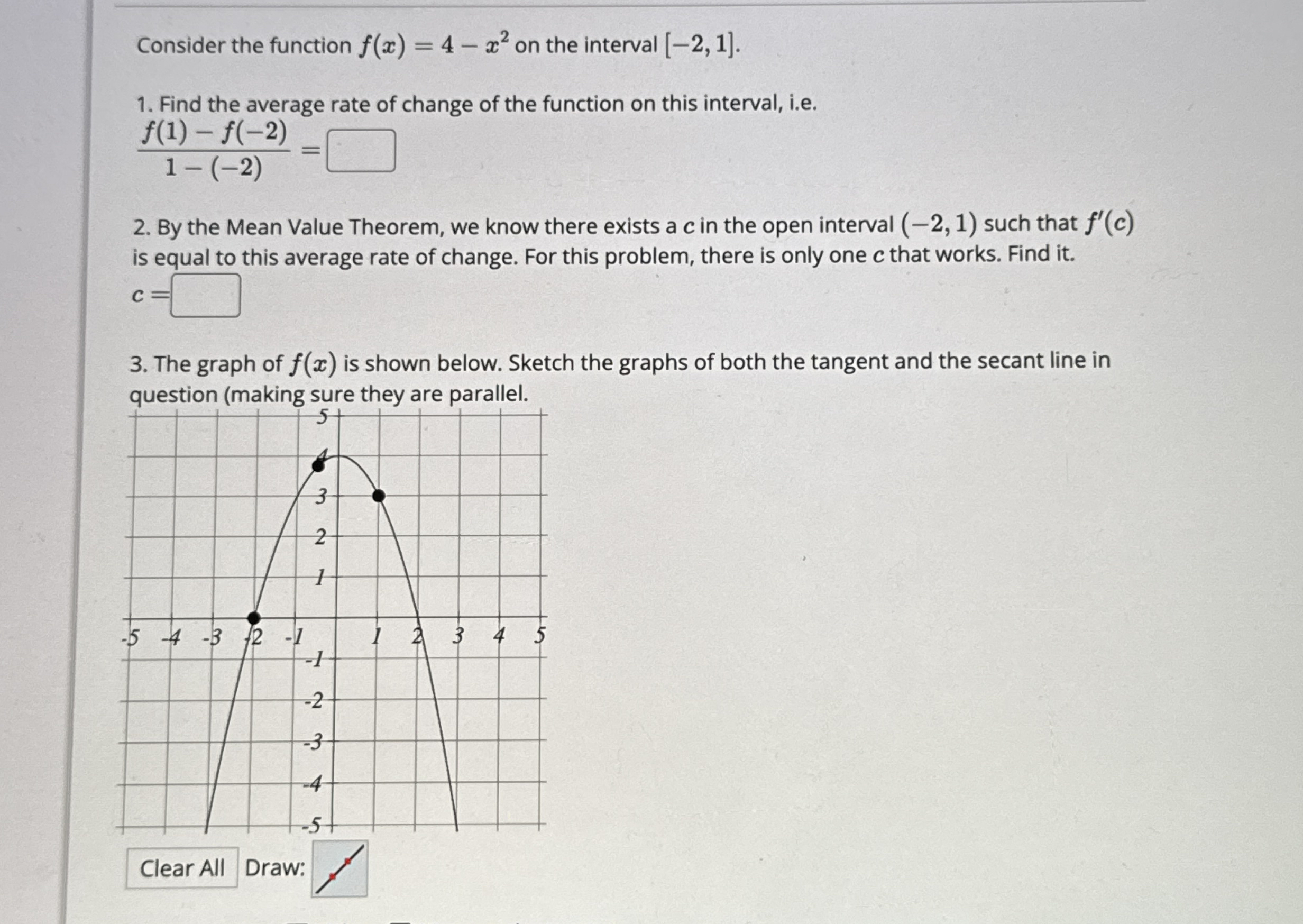 Solved by an EXPERT Consider the function f(x)=4-x2 ﻿on the interval | Chegg.com