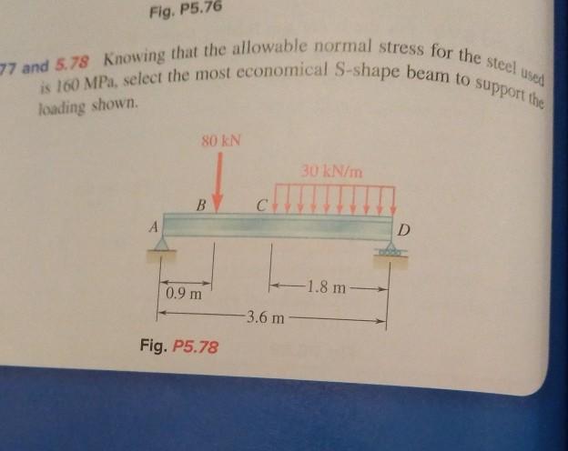 Solved 77 and 5.78 knowing that the allowable normal stress | Chegg.com