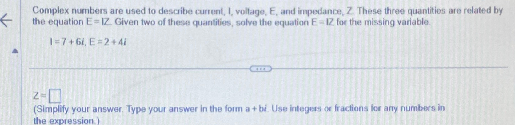 Solved Complex numbers are used to describe current, I, | Chegg.com