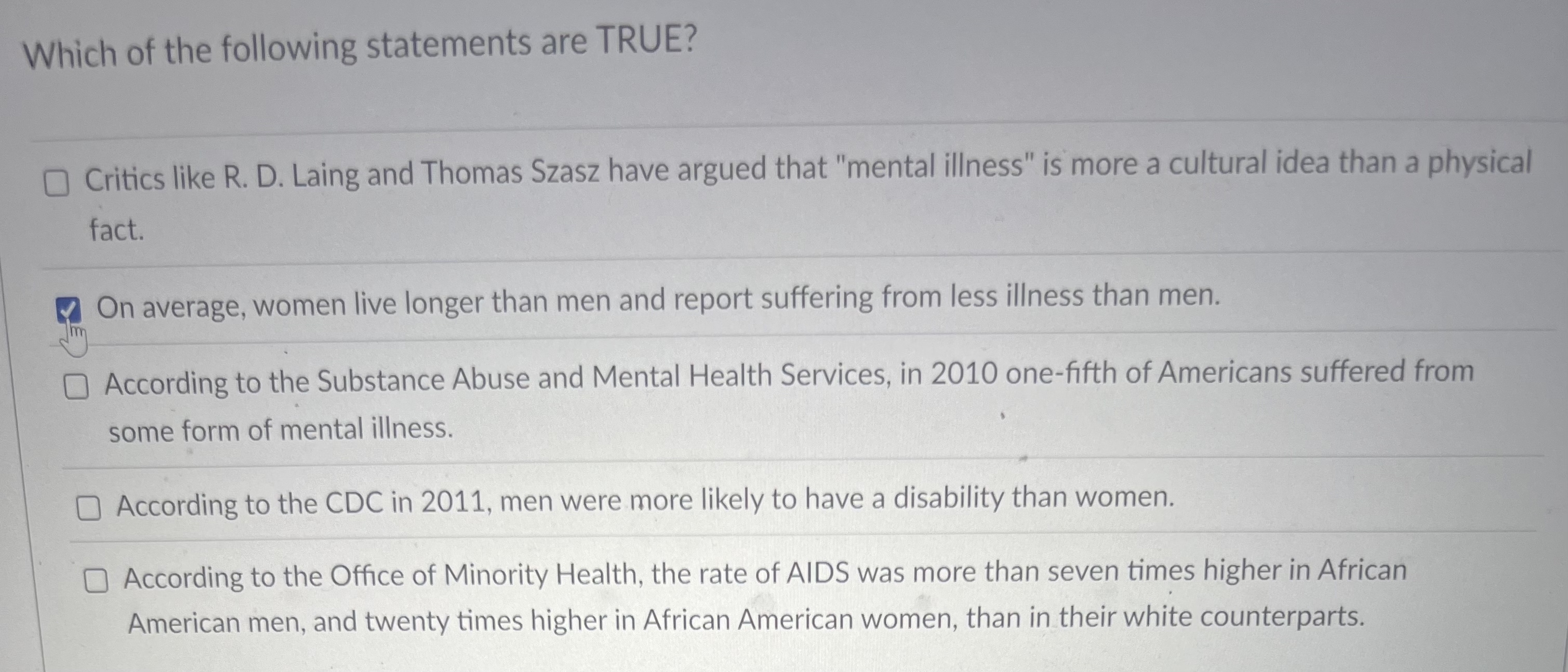 Solved Critics like R. ﻿D. ﻿Laing and Thomas Szasz have | Chegg.com