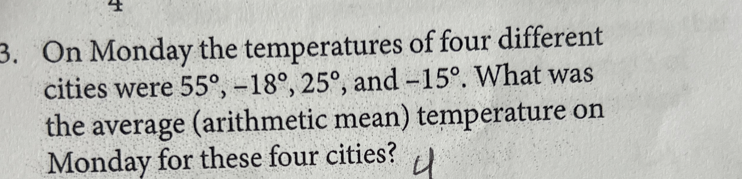 Solved On Monday the temperatures of four differentcities | Chegg.com