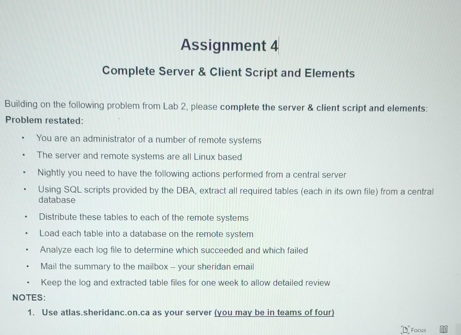 Solved Assignment 4 Complete Server & Client Script and | Chegg.com