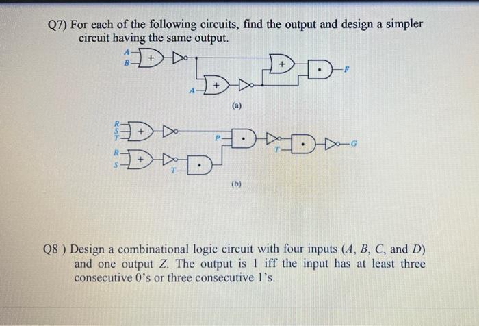 Solved Q7) For each of the following circuits, find the | Chegg.com