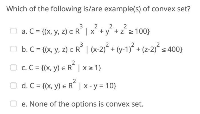 Solved Which of the following is/are example(s) of convex | Chegg.com