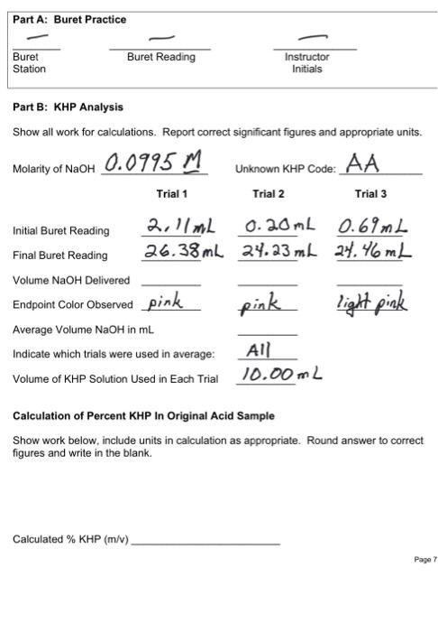 Solved Part A: Buret Practice Buret Station Buret Reading | Chegg.com