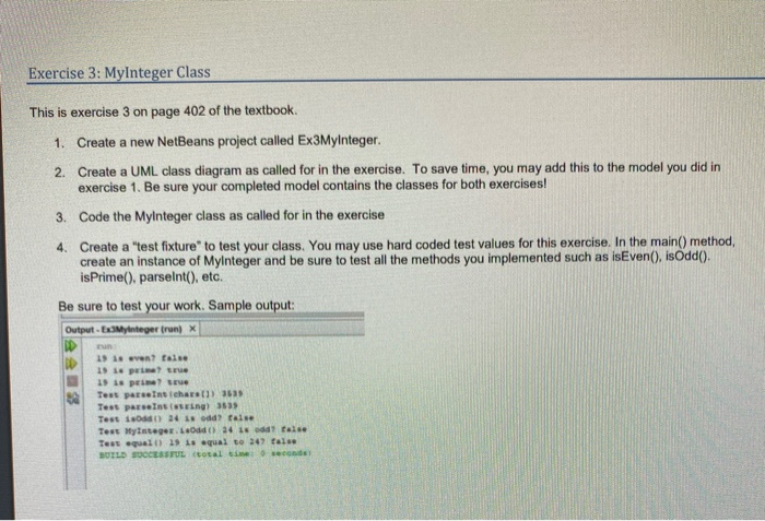 Solved Exercise 3: Mylnteger Class This is exercise 3 on | Chegg.com