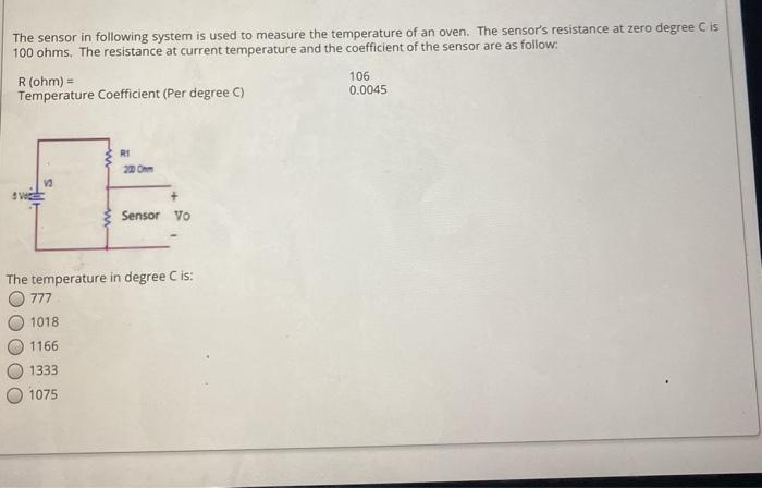 Solved The sensor in following system is used to measure the | Chegg.com