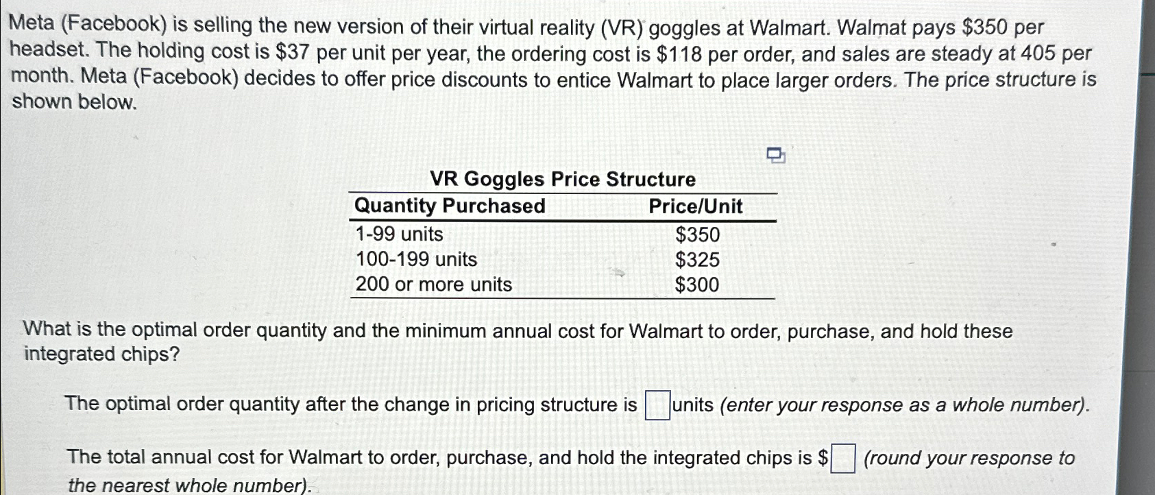 Solved Meta (Facebook) ﻿is selling the new version of their | Chegg.com