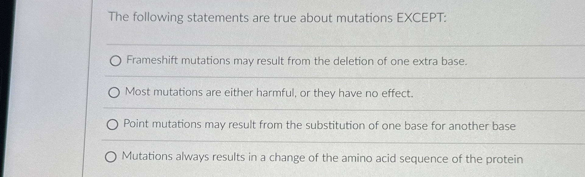 Solved The following statements are true about mutations | Chegg.com