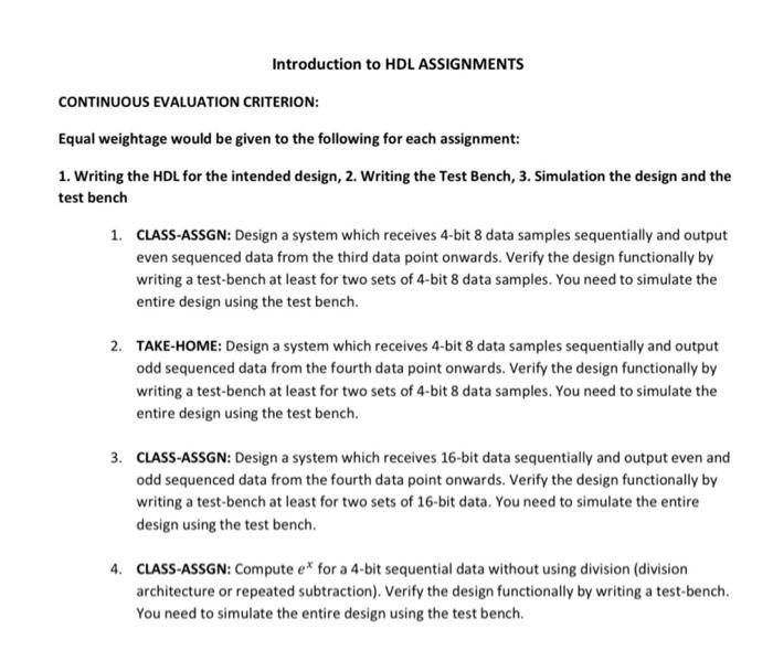 need the HDL intended design,test bench code and | Chegg.com