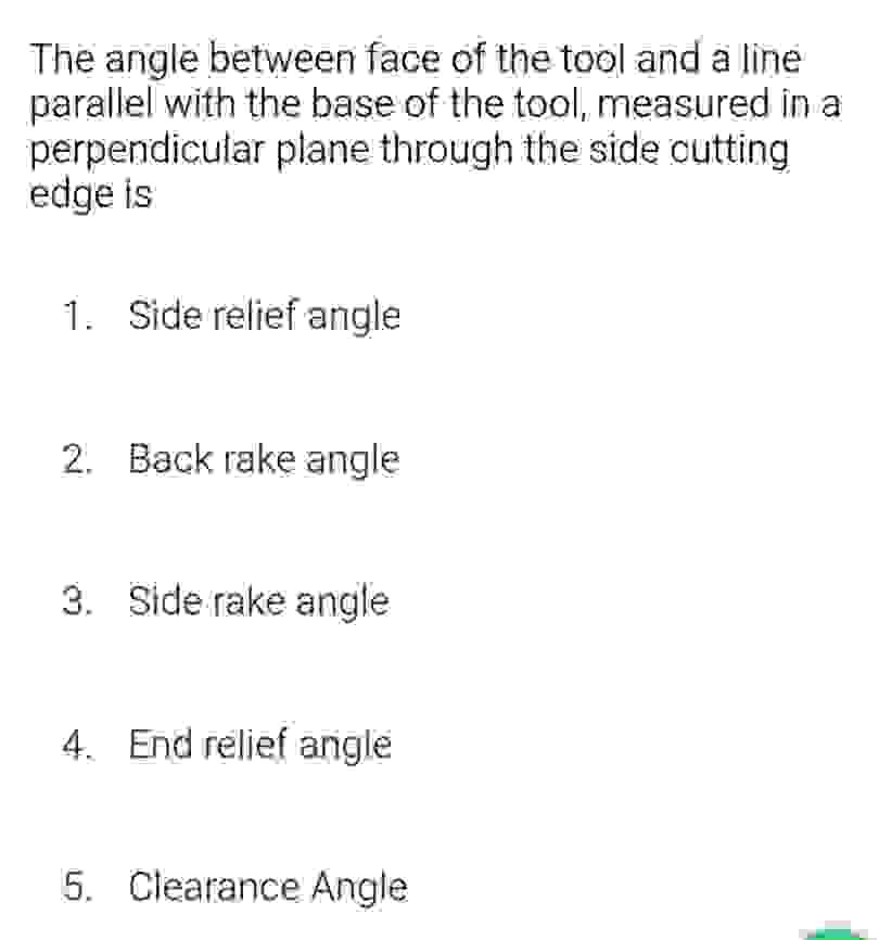 Solved The angle between face of the tool and a lineparallel | Chegg.com